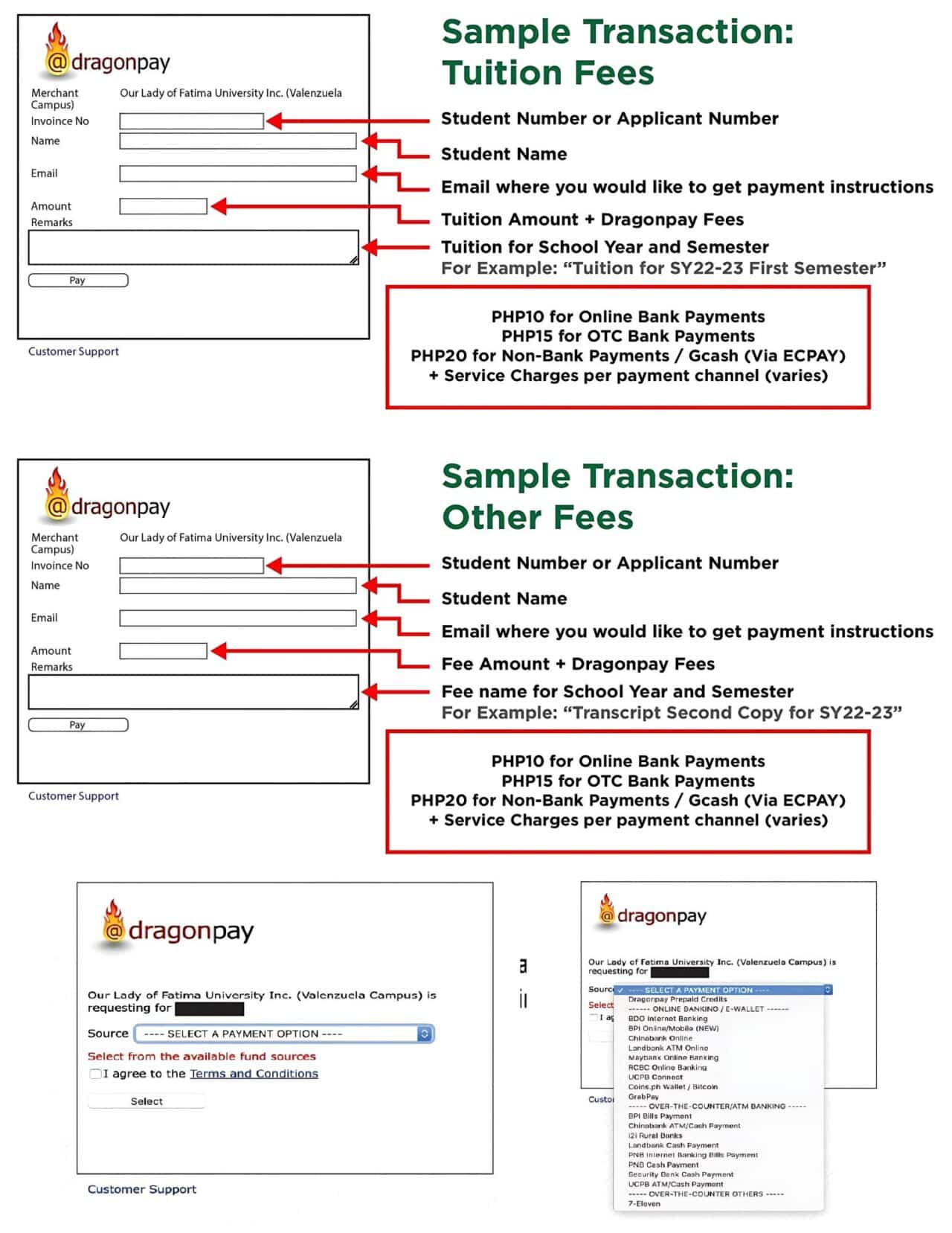 Payment Channels - Our Lady of Fatima University